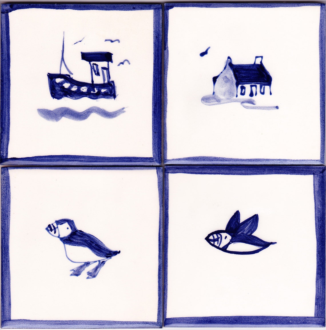 Hand Painted and Glazed Delft Decorative Tile Fishing Boat - Etsy