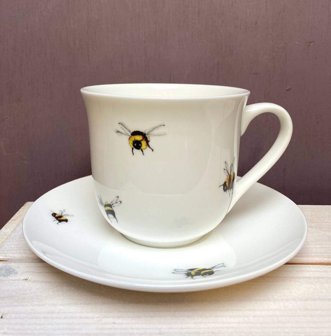 Bumble Bee Bone China Teacup and Saucer Set - Etsy