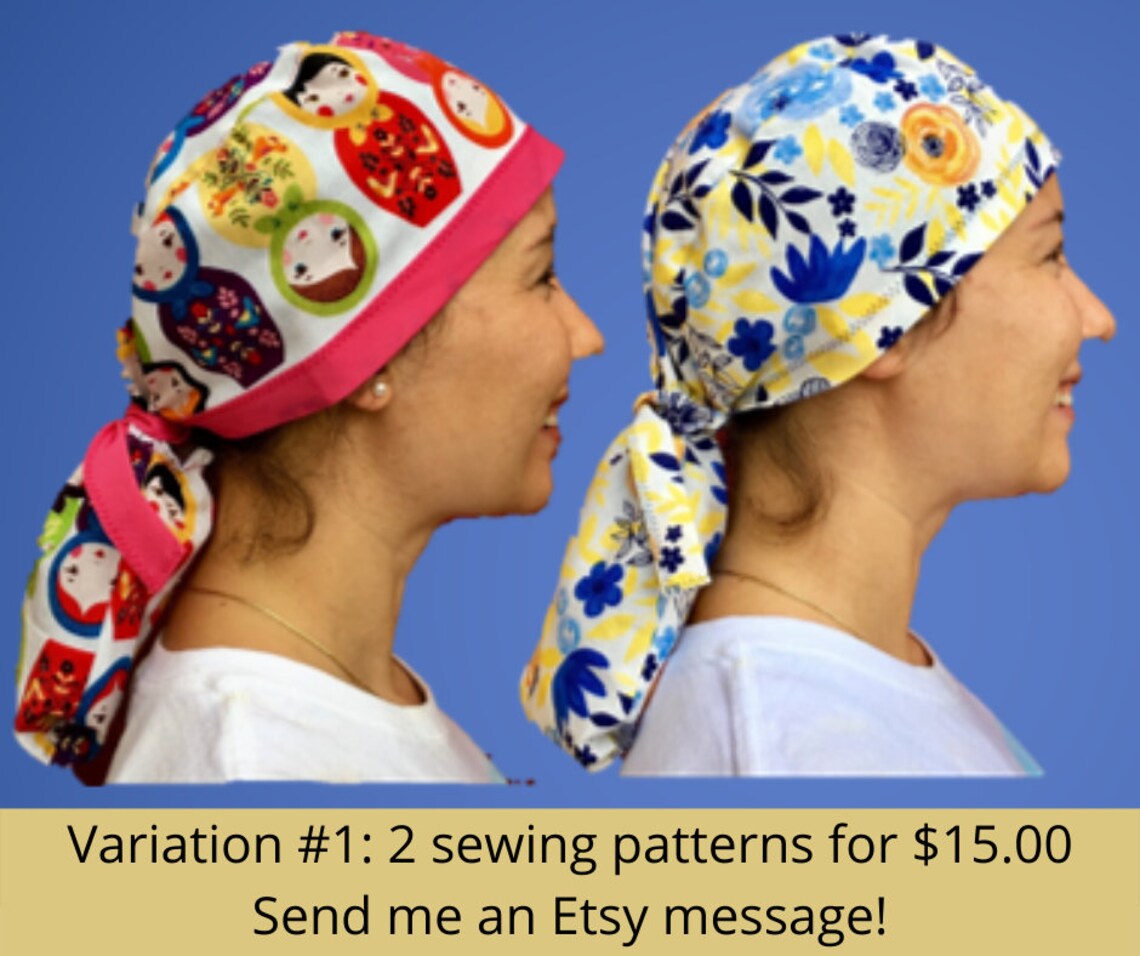 Surgical Hat Pattern for Sewing - Long Hair Printable Pattern With Hair ...