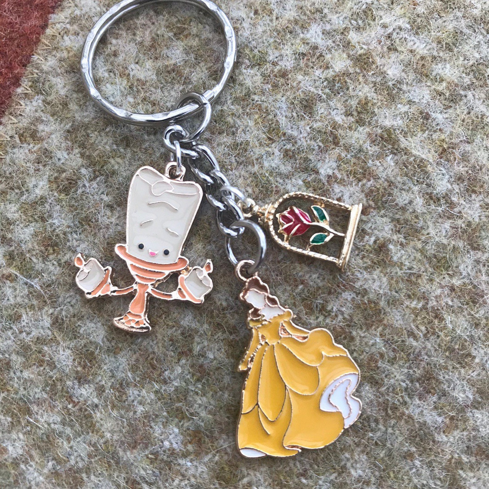 Disney Inspired Beauty and the Beast Key Ring - Etsy UK
