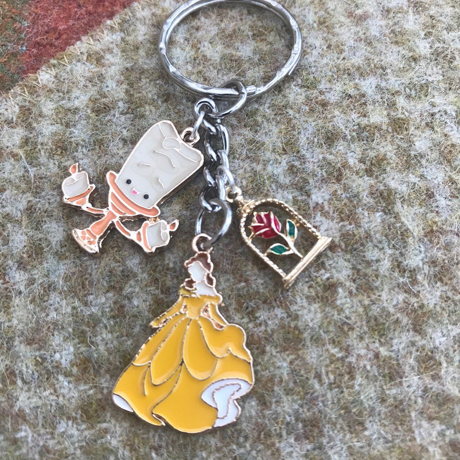 Disney Inspired Beauty and the Beast Key Ring - Etsy UK