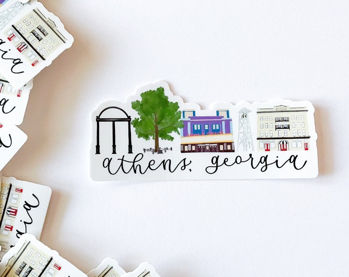 Athens, Georgia - Landmarks - Vinyl Sticker - Laptop Sticker - Decal ...