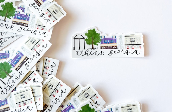 Athens Georgia Landmarks Vinyl Sticker Laptop Sticker | Etsy
