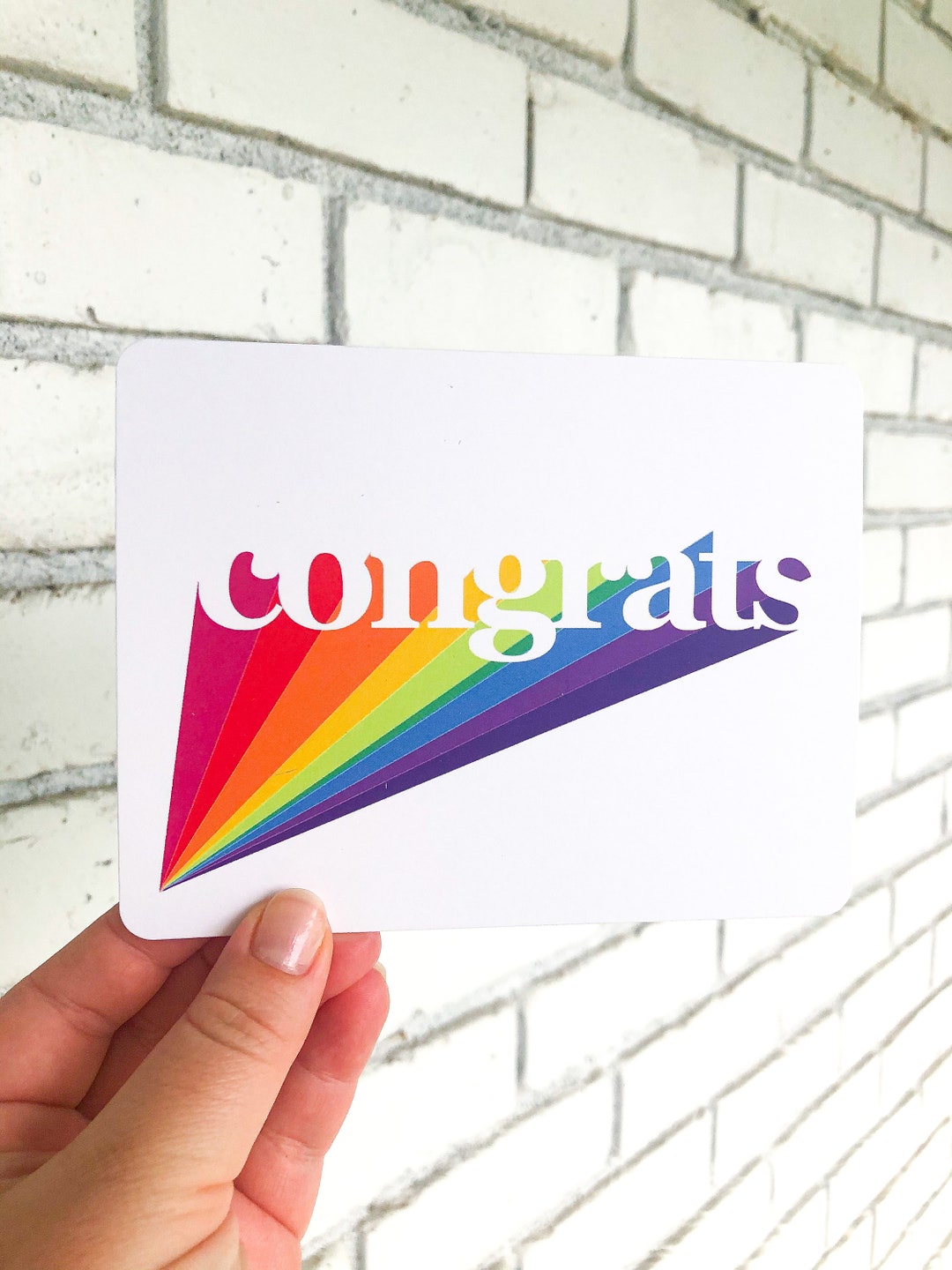Congrats Rainbow Card, Single Card With Envelope Included - Etsy