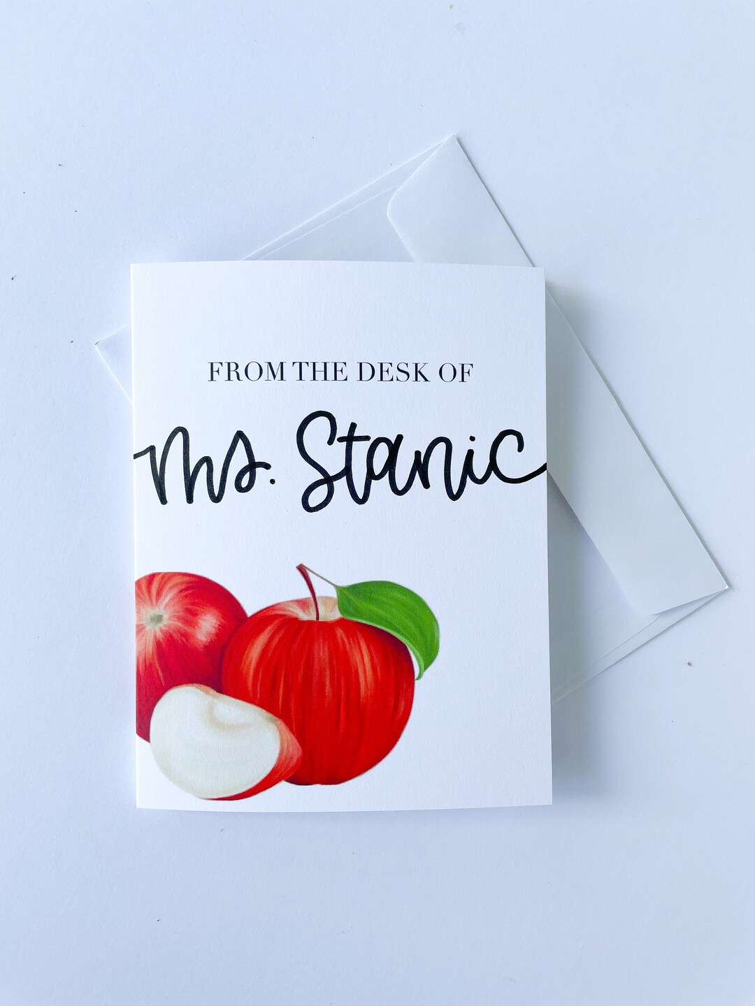 Custom Teacher Apple Card Set, From the Desk Of, Cards and Envelopes ...
