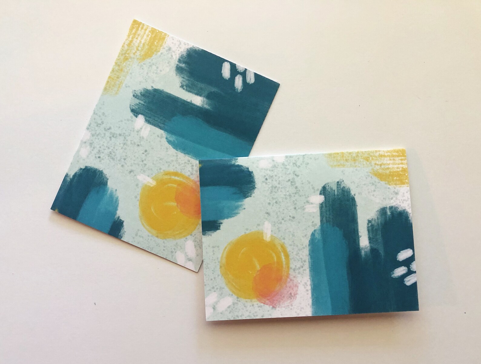 Abstract Teal and Gold Card Set, Five Cards and Envelopes Included - Etsy