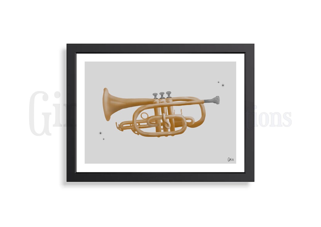 The Cornet Print - Light - Musical Brass Instrument - Orchestra Concert ...