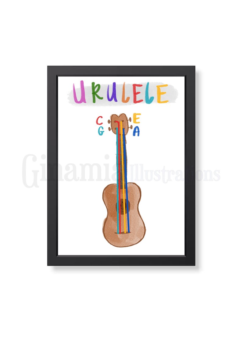 Ukulele Tuning - Musical Art Print Digital Wall Art - Children's Kids ...