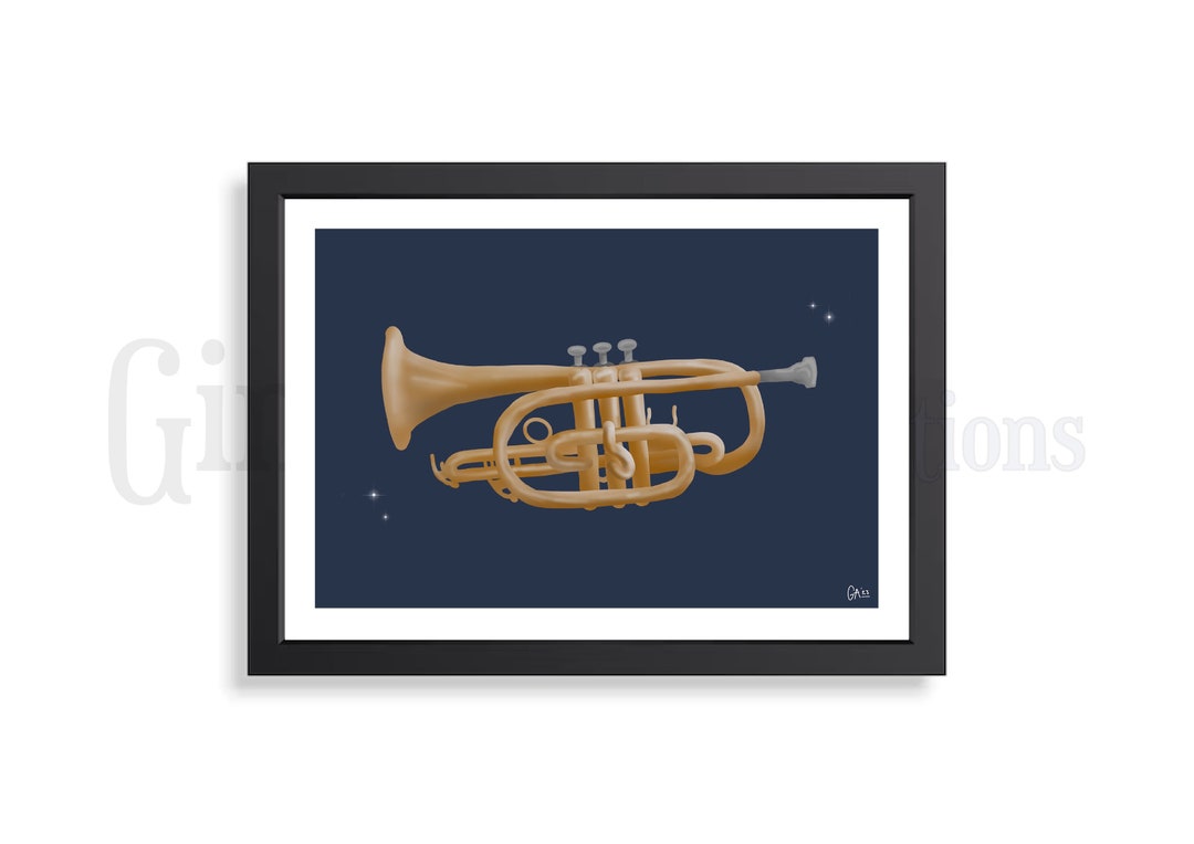 The Cornet Print - Mid - Musical Brass Instrument - Orchestra Concert ...