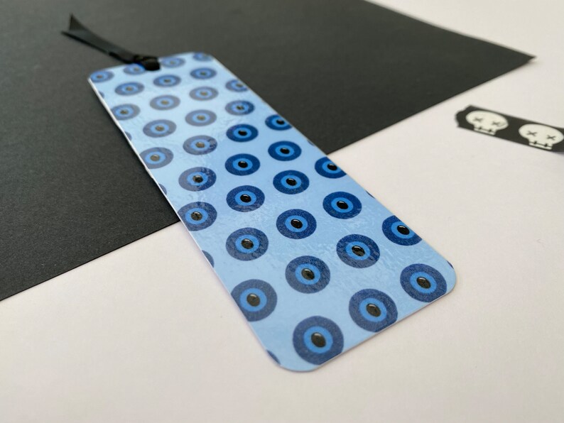 Evil Eye Bookmark - Glossy Laminated Ribbon - Spiritual Protection Blue ...