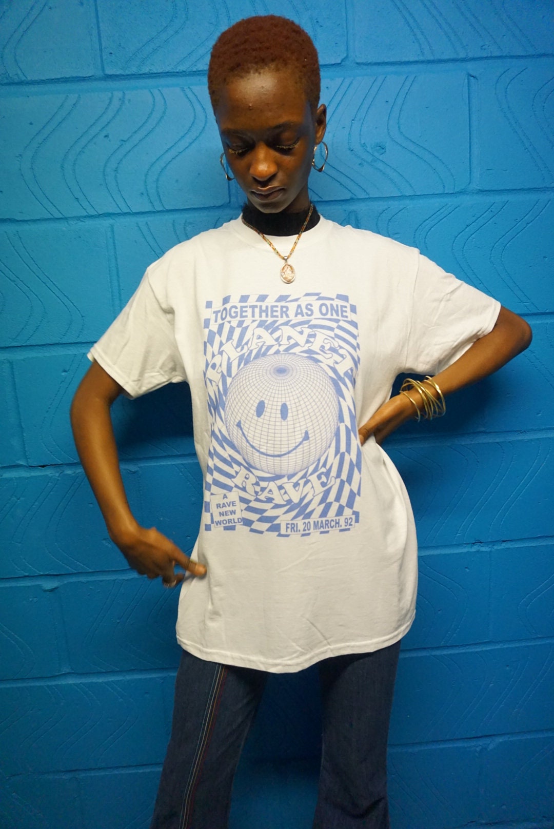 Planet Rave Blue 90s Rave Flyer Tshirt in White - Etsy Australia