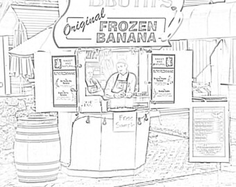 Banana Coloring Page - Etsy