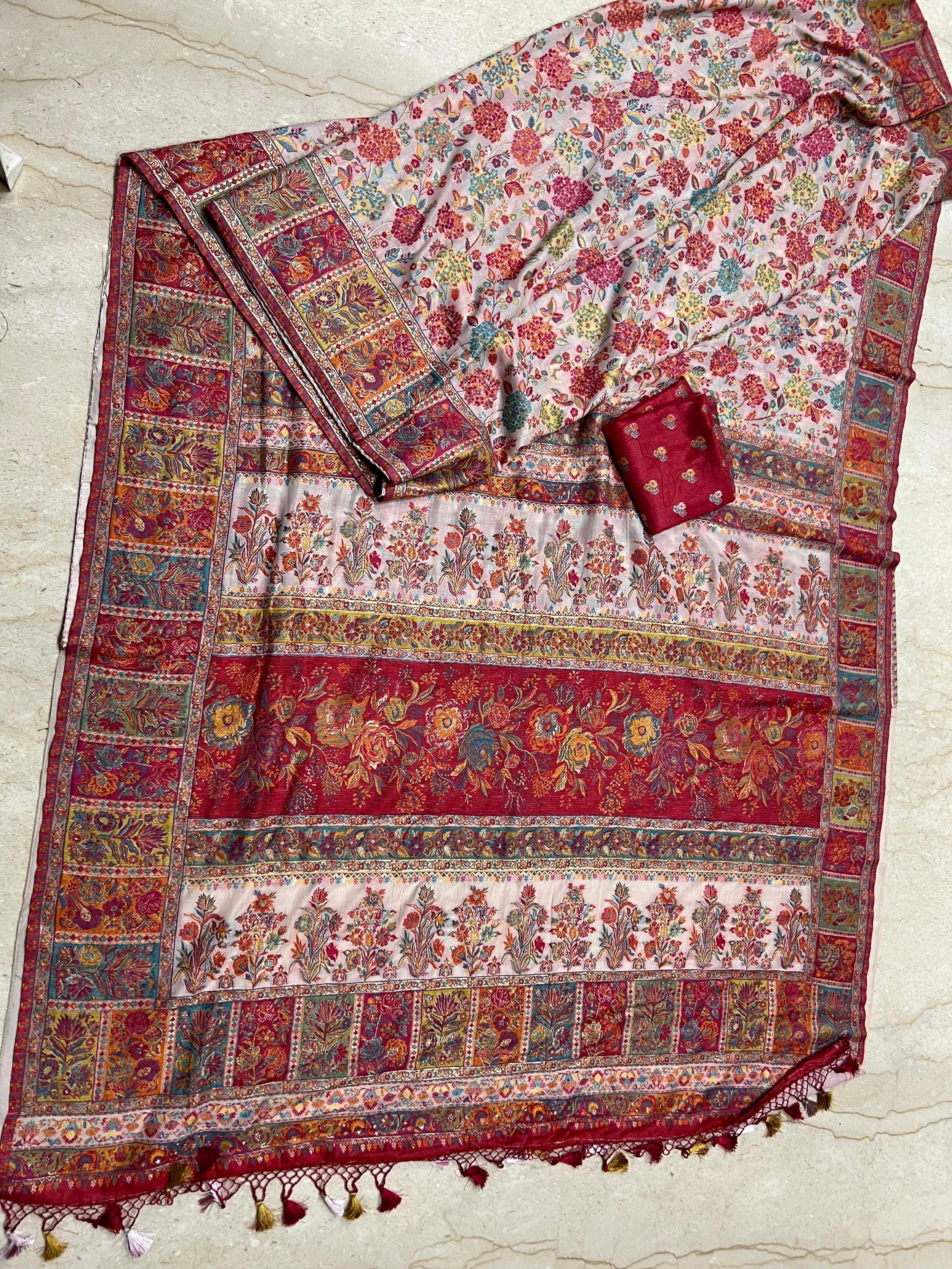 An Exclusive Kani Silk Jamewar Hand Woven Saree With Blouse Piece - Etsy