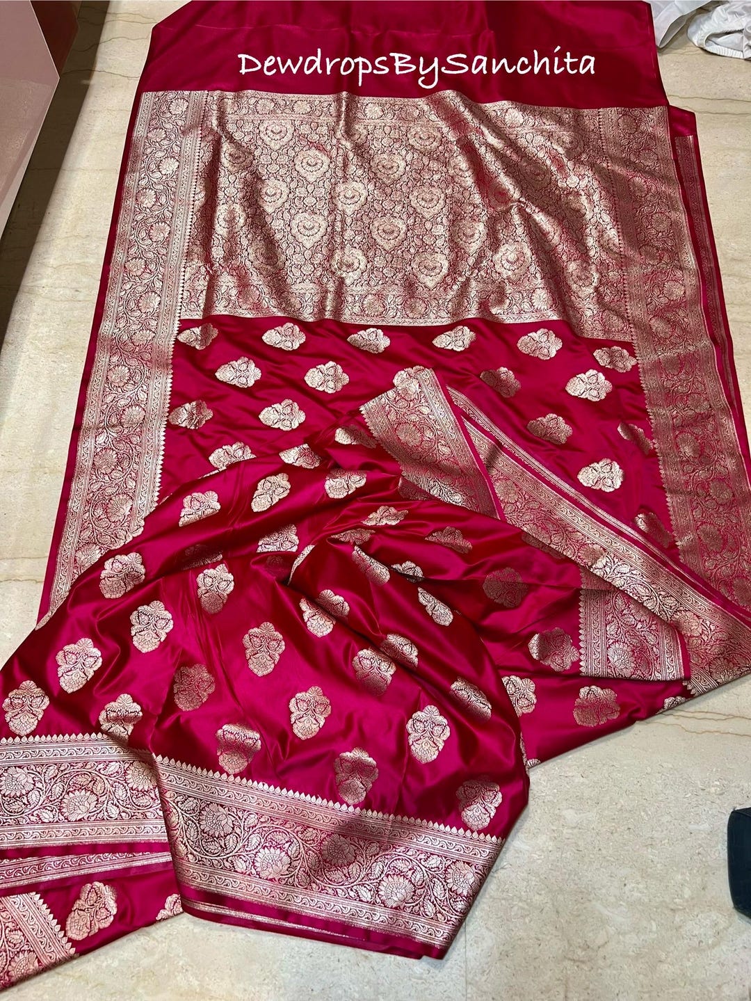 Mashru Silk Hot Pink Banarasi Saree - Etsy