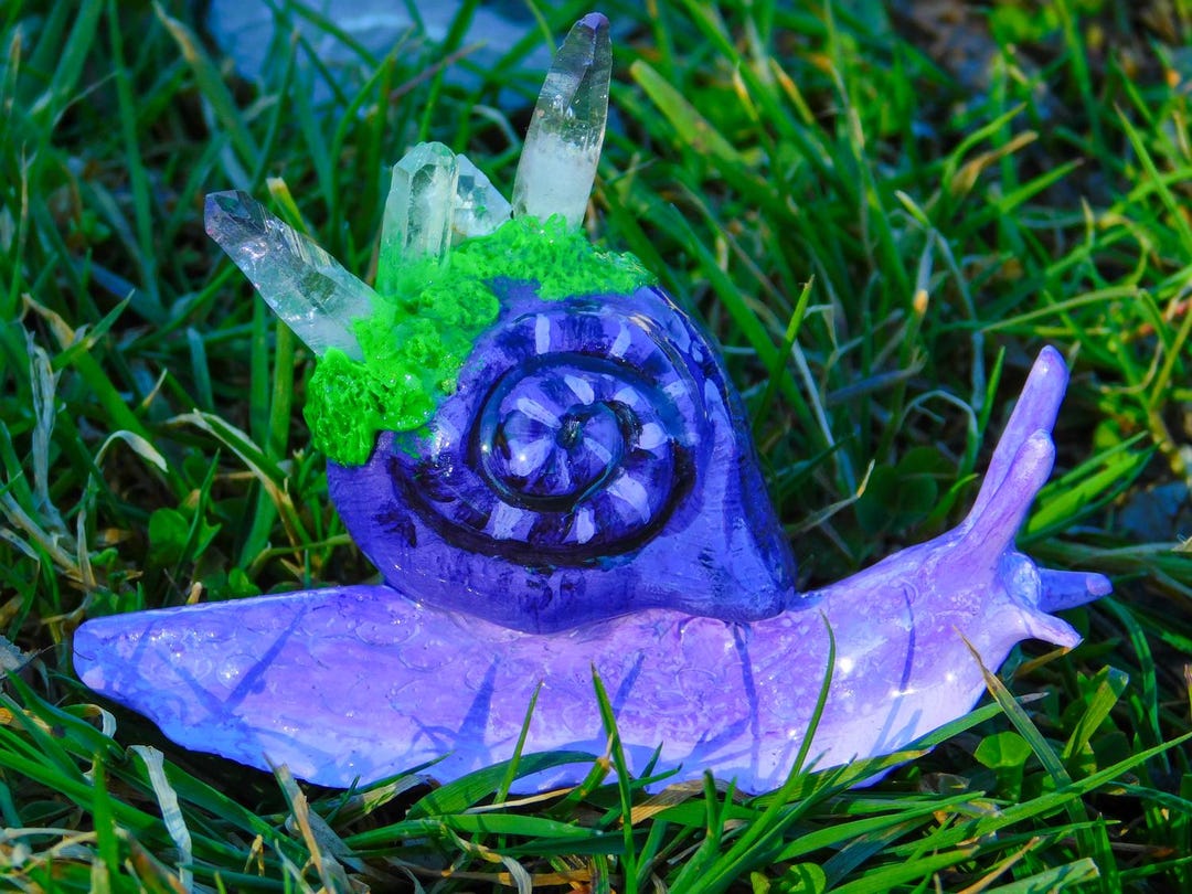 Purple Snail Sculpture Polymer Clay With Amethyst Crystals - Etsy