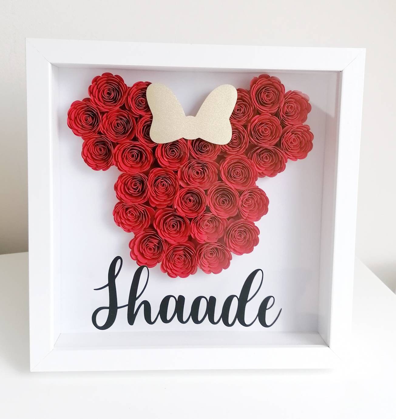 Cadre fleurs en papier minnie | Cadeau naissance fille, anniversaire ...