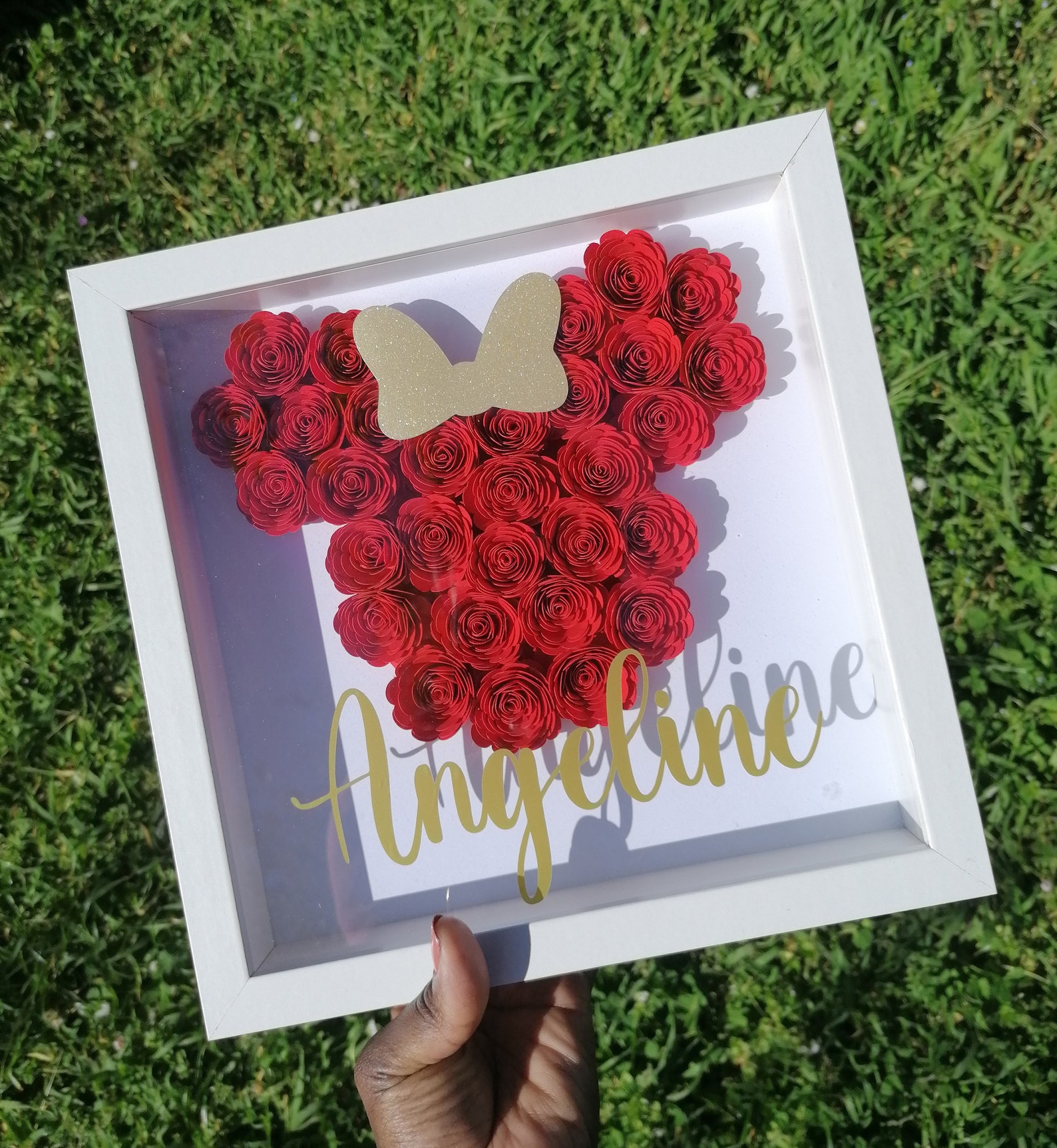 Cadre fleurs en papier minnie | Cadeau naissance fille, anniversaire ...