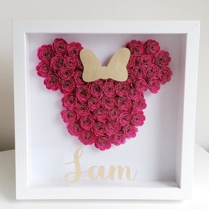 Cadre fleurs en papier minnie | Cadeau naissance fille, anniversaire ...