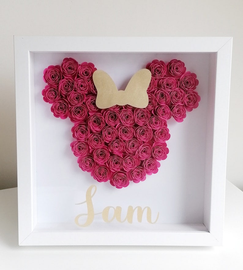 Cadre fleurs en papier minnie | Cadeau naissance fille, anniversaire ...