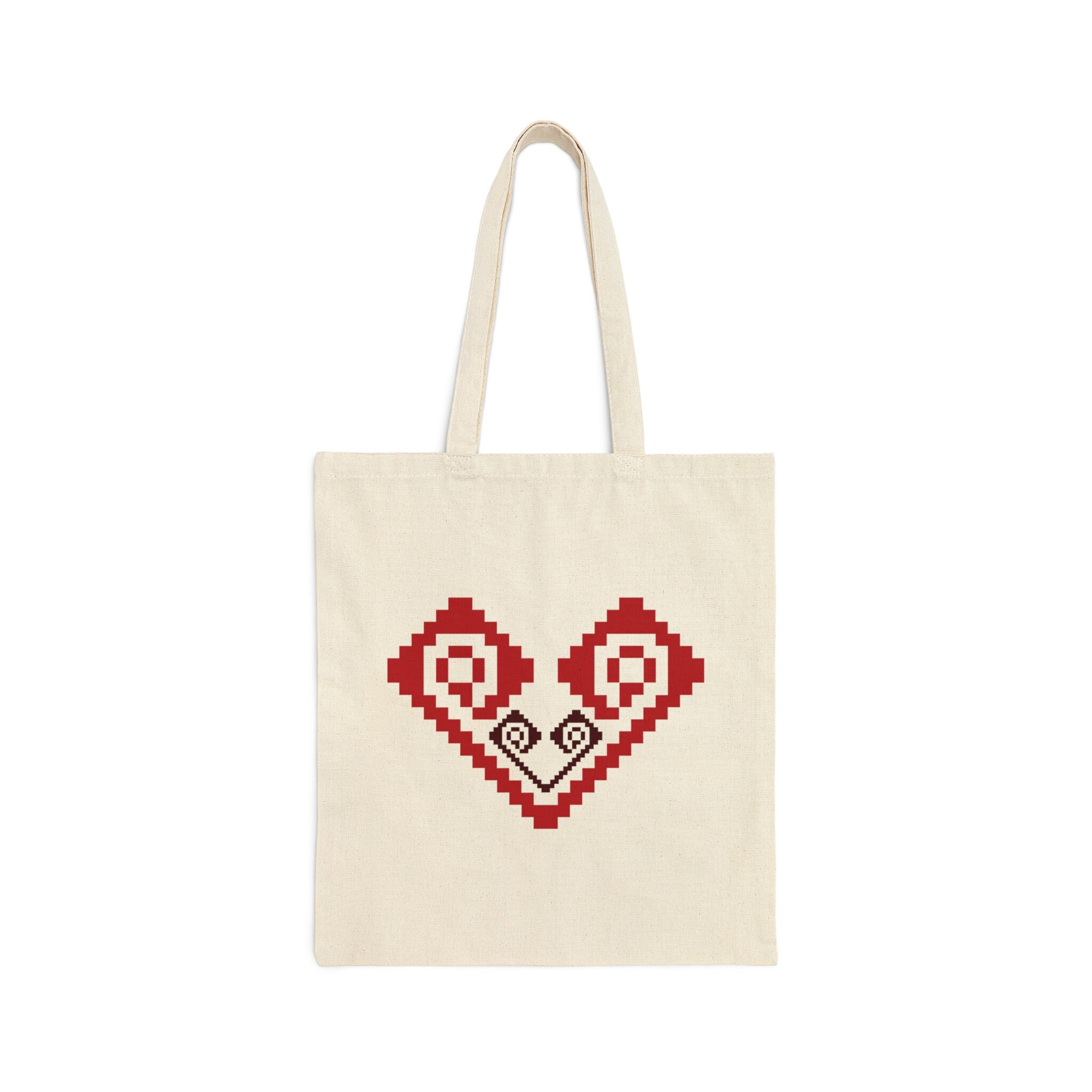 2 Hearts Traditional Romanian Cotton Canvas Tote Bag, Reusable Shoulder ...