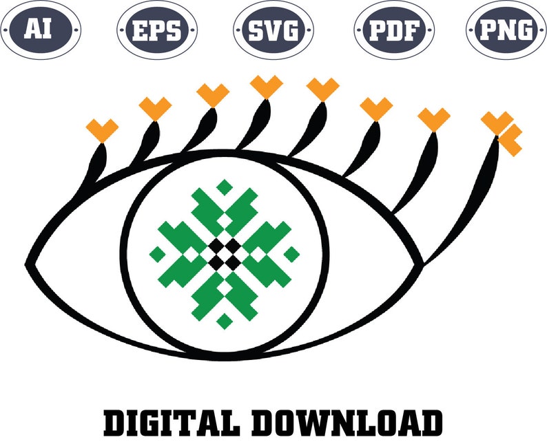 Fancy Eye Digital Design | Traditional Romanian Style Vector Art for ...