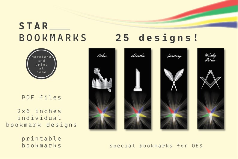 Printable Eastern Star Officer Bookmarks: OES Chapter Gift (PDF ...