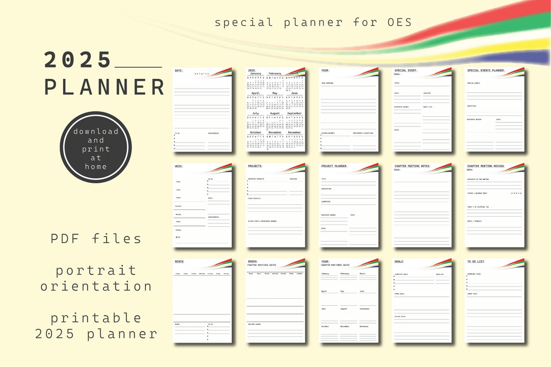 2025 OES Planner: Printable Eastern Star Organizer (PDF) - Etsy