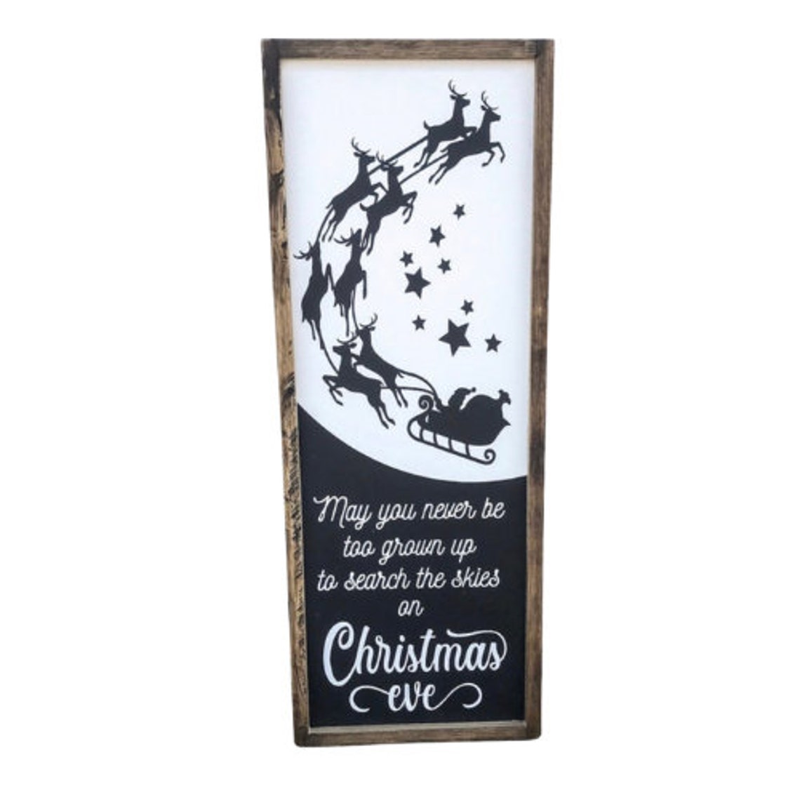 Framed Santa & Sleigh Christmas Sign: Farmhouse Holiday Decor (32x12 ...