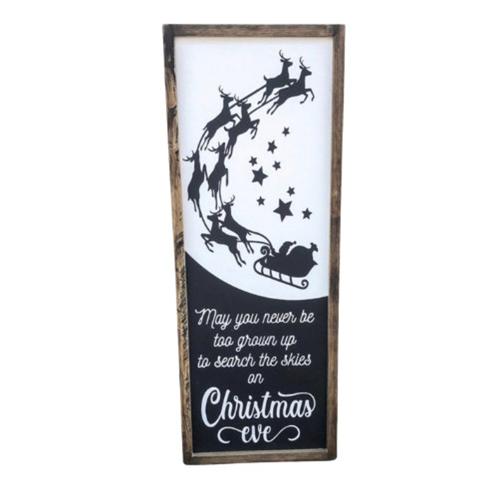 Framed Santa & Sleigh Christmas Sign: Farmhouse Holiday Decor (32x12 ...
