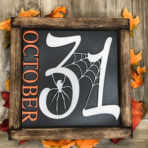 Halloween Sign Framed 3D| Halloween Sign Framed| October 31 Sign 3d ...