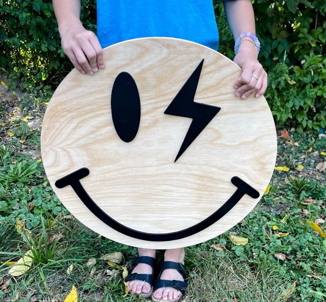 Retro Smiley Sign| Groovy Sign| Happy Sign Wood| Dorm Decor Smiley Face ...