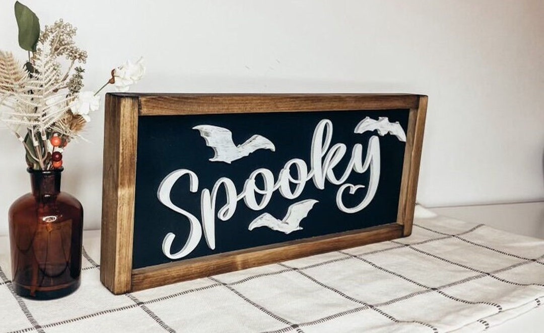 Spooky Sign 3d|spooky Halloween Sgn Framed 3d|farmhouse Halloween Decor ...