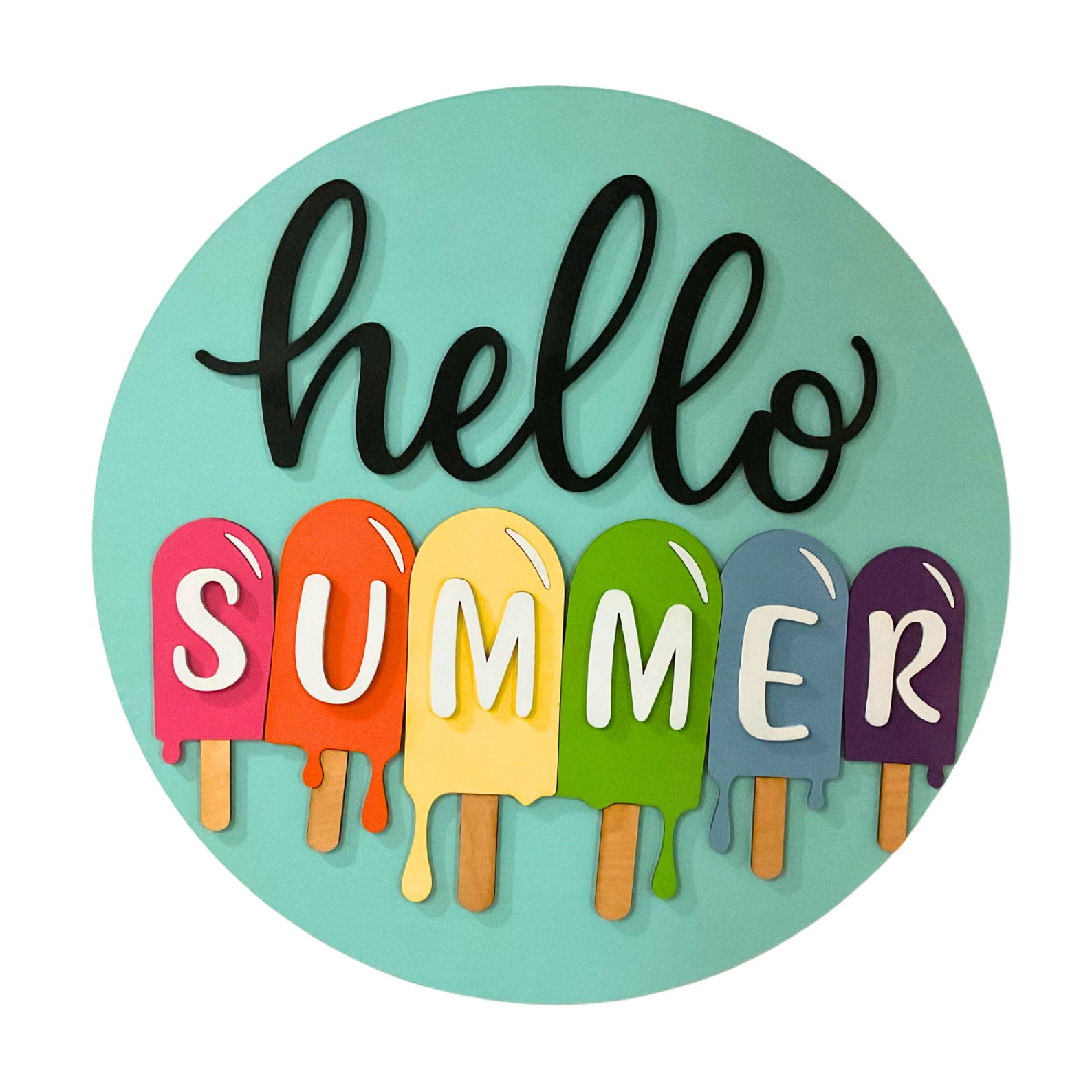 3D Popsicle Hello Summer Sign: Colorful Summer Decor - Etsy