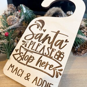 Santa Please Stop Here Personalized Door Hanger Wood |santa Door Knob ...