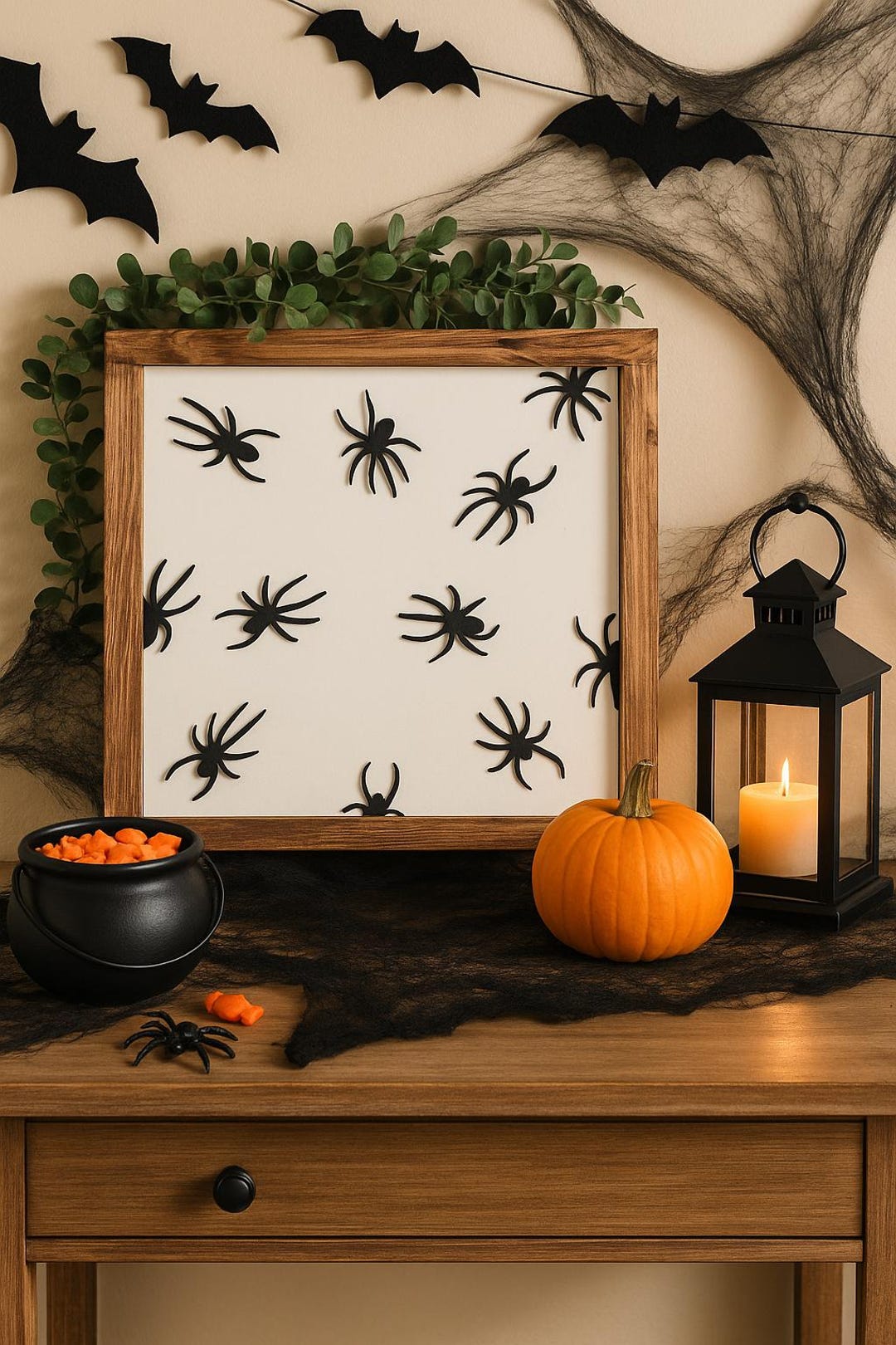Modern Halloween Spiders |halloween Spiders Sign 3d|spiders Sign Framed ...