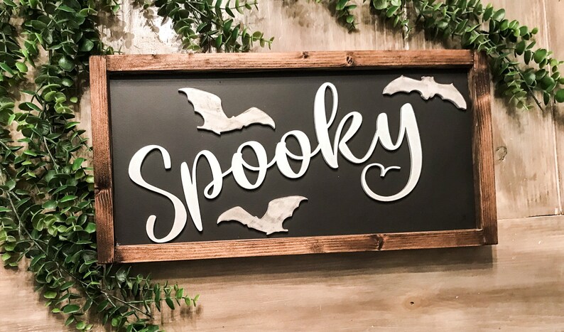 Spooky sign 3dSpooky halloween sgn framed 3dFarmhouse | Etsy