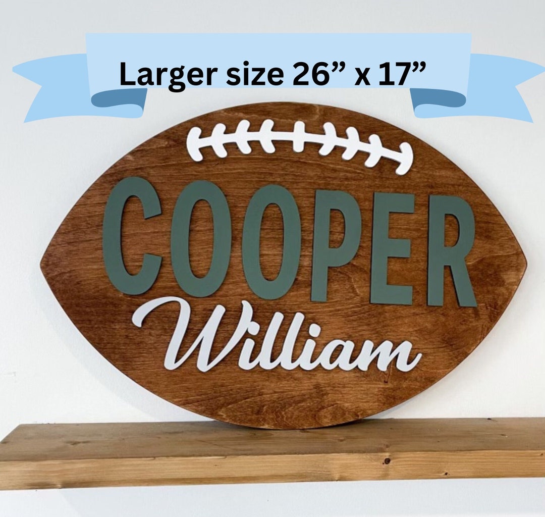 3D Football Name Sign: Custom Wood Nursery Decor (17x26") - Etsy