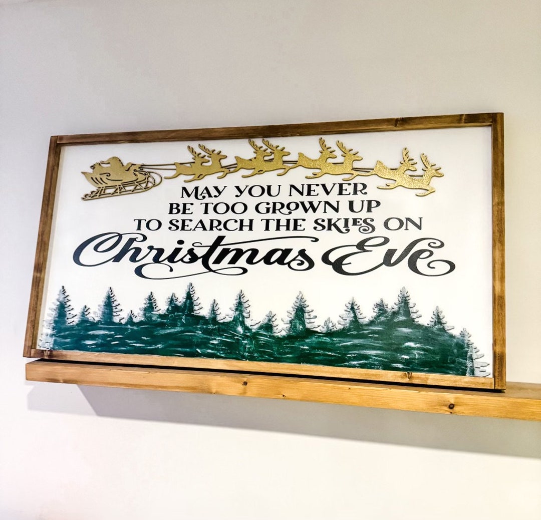 Farmhouse Holiday Decor Sign | Modern Christmas Sign Santa and Sleigh ...
