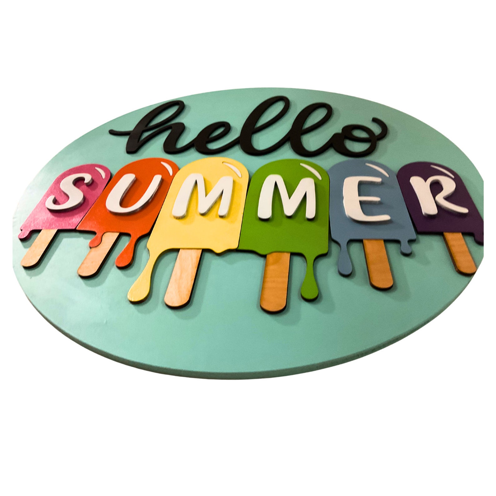 3D Popsicle Hello Summer Sign: Colorful Summer Decor - Etsy