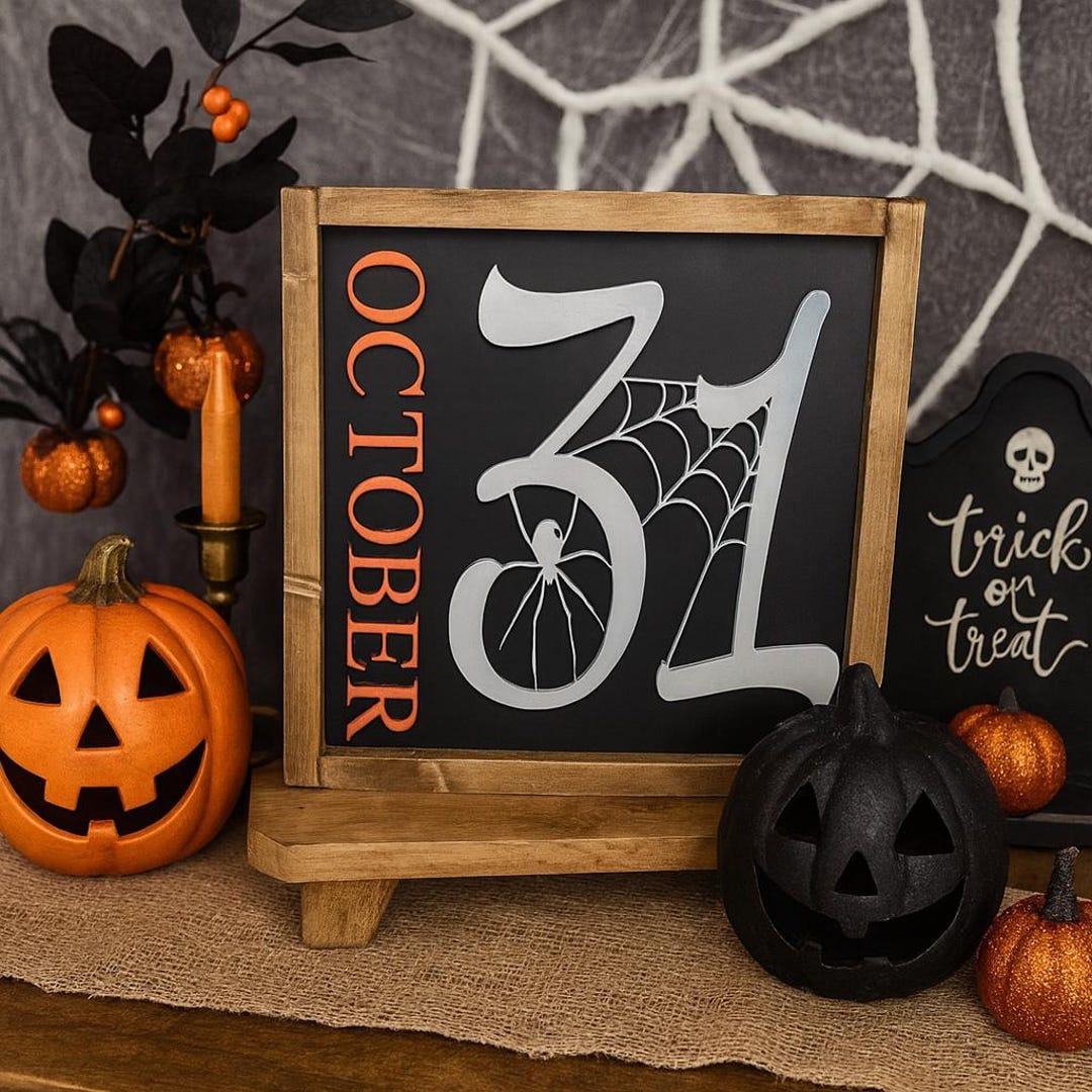Halloween Sign Framed 3D| Halloween Sign Framed| October 31 Sign 3d ...