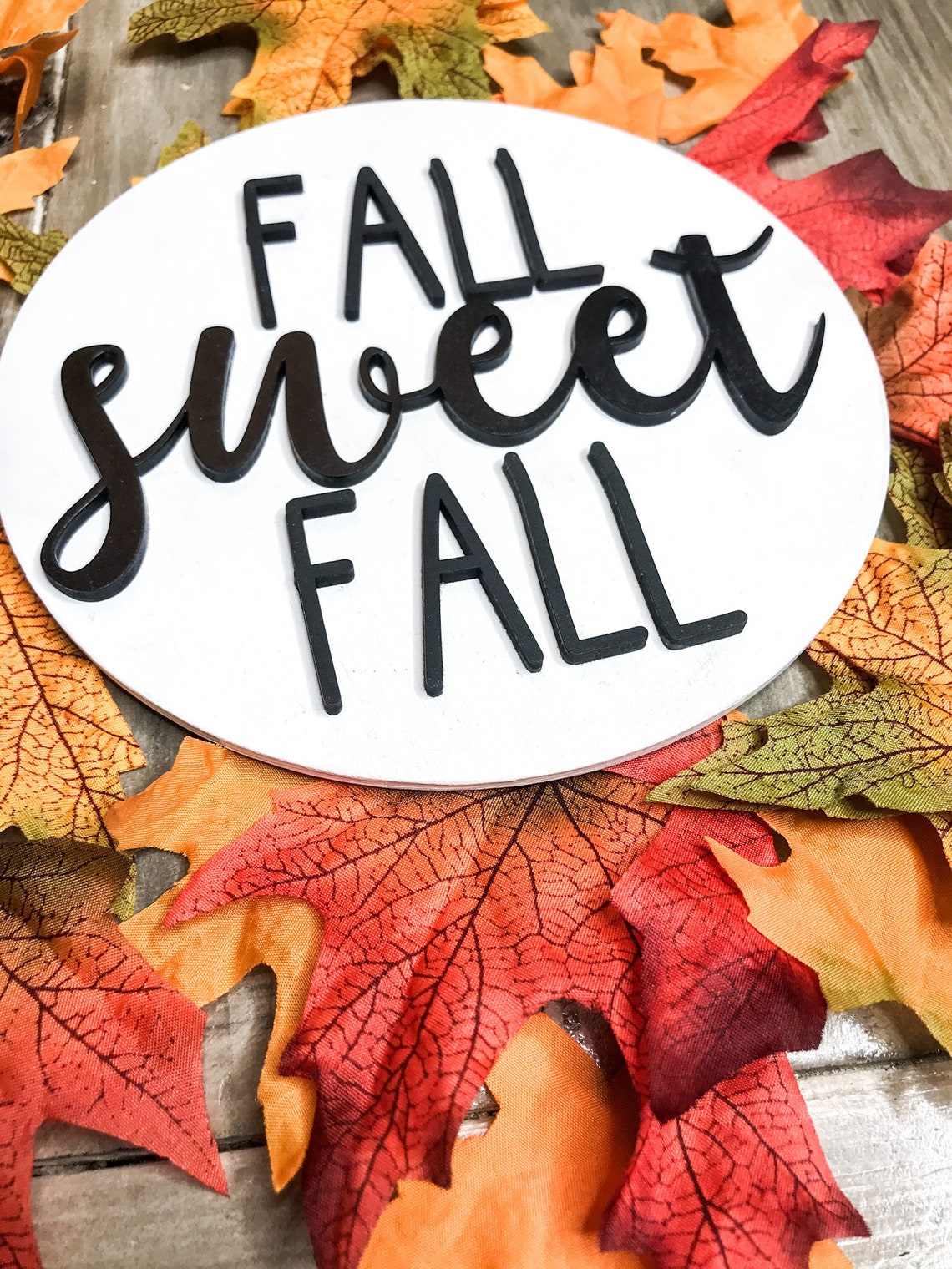 Fall Sweet Fall sign round Fall Sweet Fall sign 3D Autumn | Etsy