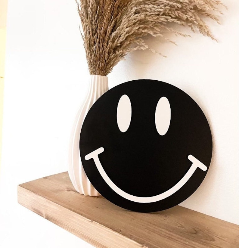 Retro Smiley Face Signgroovy Signhappy Sign Wood Dorm - Etsy