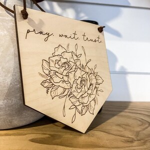 Pray Wait Trust | Devotional Prayer Infertility |engraved Wood Sign ...