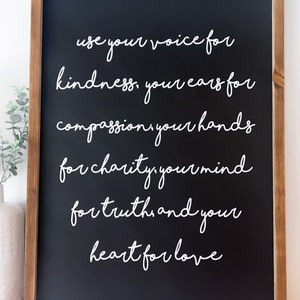 Use Your Voice for Kindness Sign| Sign of Voice of Kindness| Home Decor ...