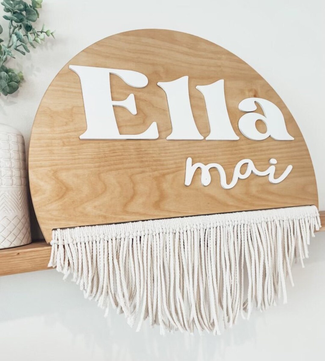 Boho Macramé Decor Sign Wedding Round Last Name Sign Macrame Name Sign ...