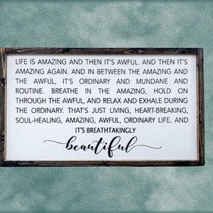 Life is Amazing Framed Wood Sign | Rustic Farmhouse Decor - Etsy