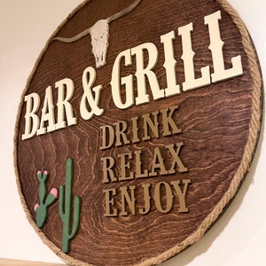 Personalized Western Bar Sign: 3D Cowboy Decor - Etsy
