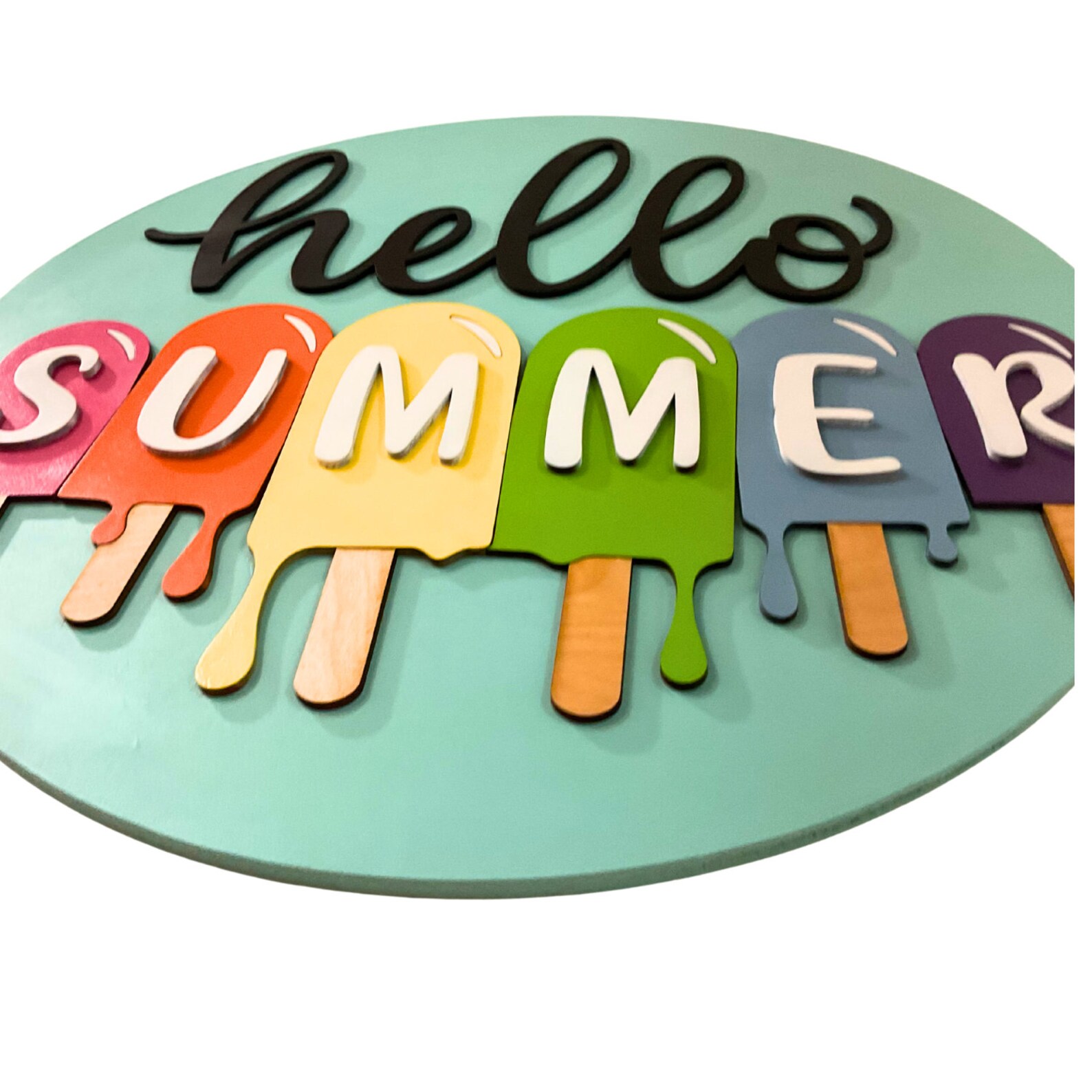 3D Popsicle Hello Summer Sign: Colorful Summer Decor - Etsy