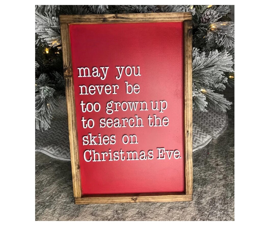 Farmhouse Christmas Sign: Red & White Santa, Search the Skies - Etsy