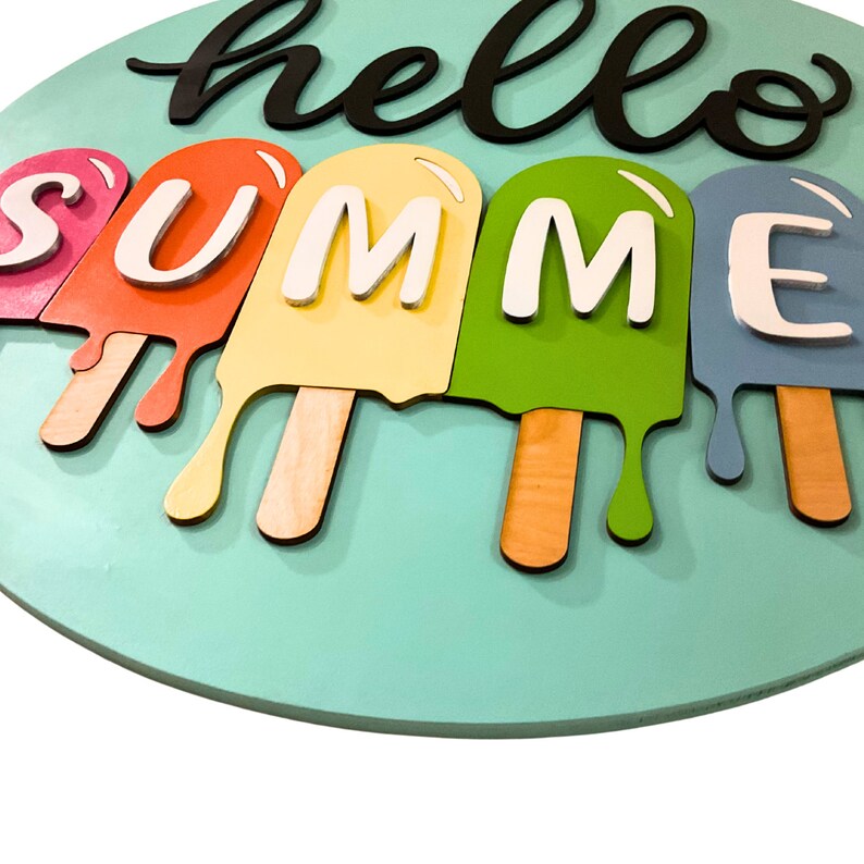 3d Popsicle Hello Summer Sign Colorful Summer Decor Etsy